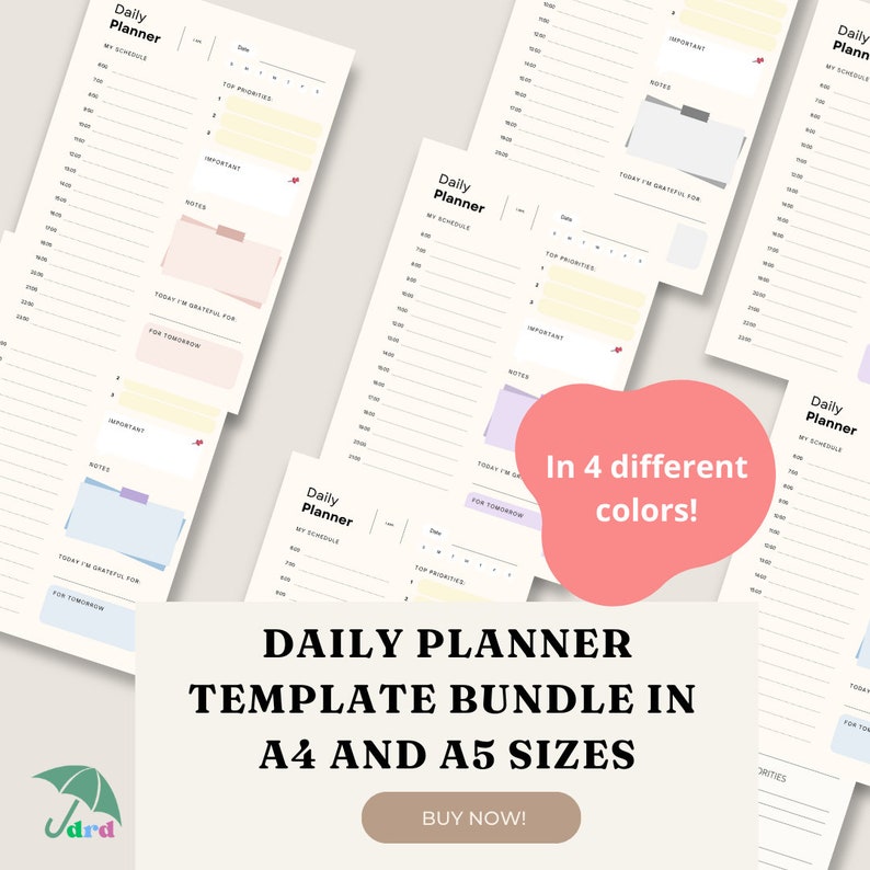 Productivity Planner Printable Daily Task Organizer PDF A5 A4 Artistic ...