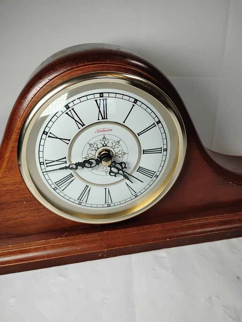 Vintage Sunbeam Tambour Style Model 882-621 Wooden Mantel Quartz Clock ...