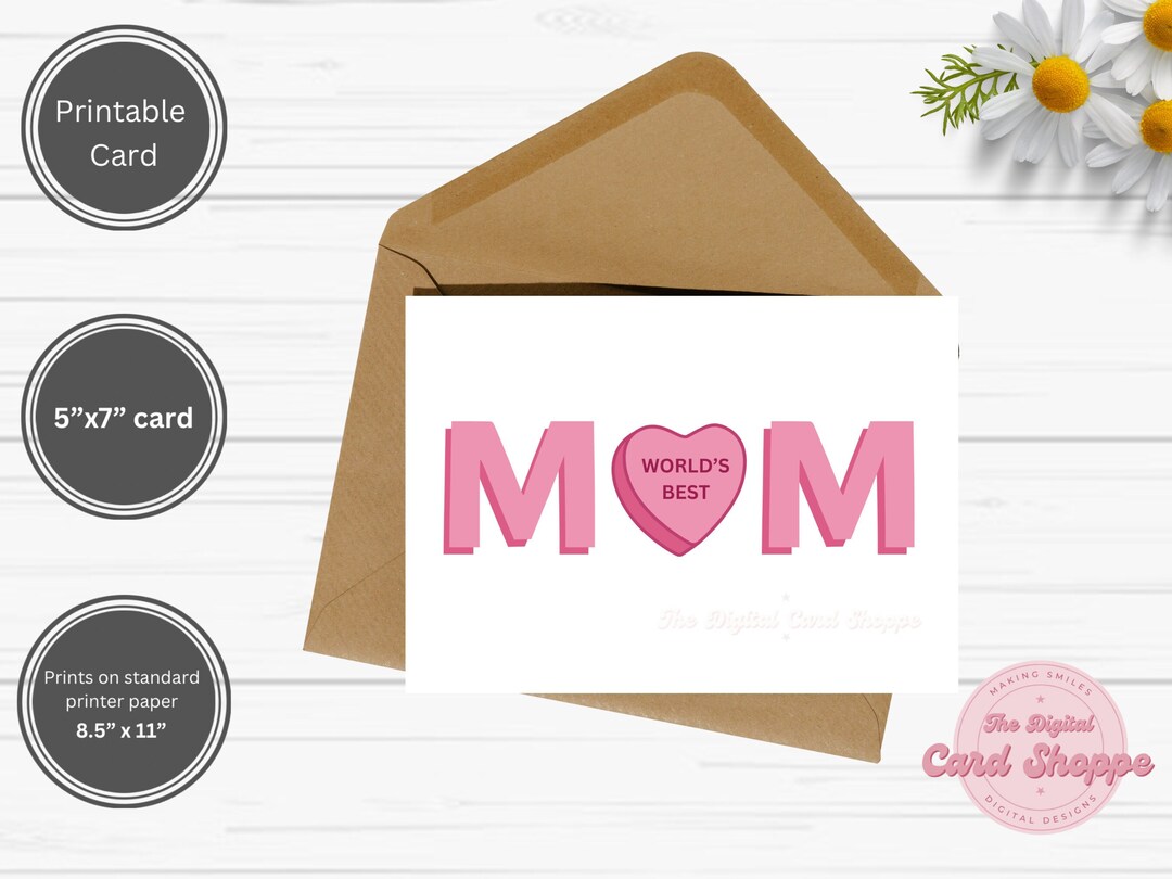 Best Mom Ever Printable Card. Instant Download.best Mom Ever Card 5x7 ...