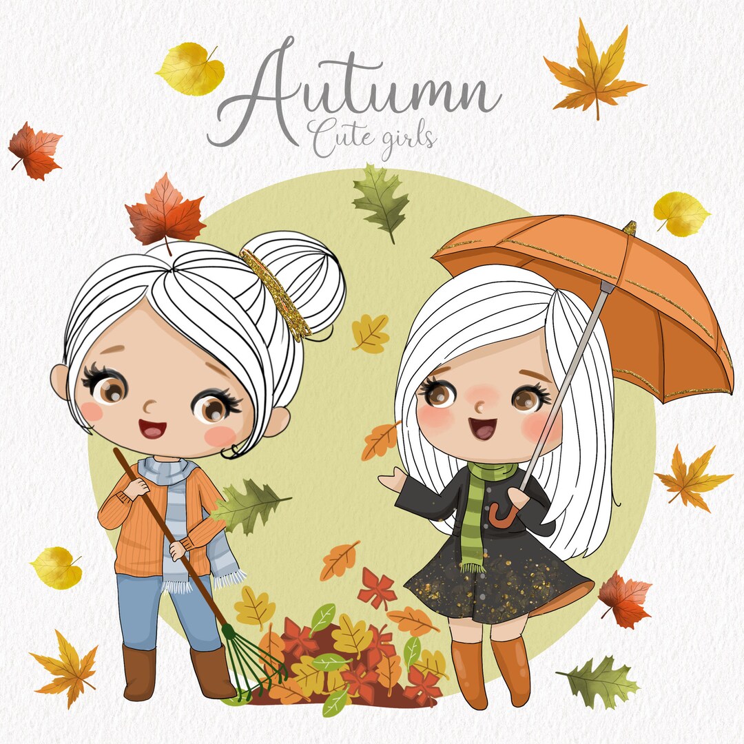 Autumn Girl Clipart ,PNG Files 300 Dpi. - Etsy