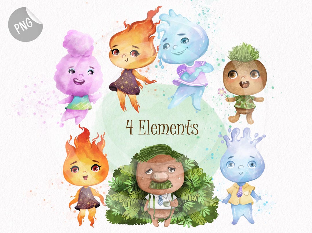 Five Elements Clipart, Hand Drawn Clipart, Instant Download PNG File ...