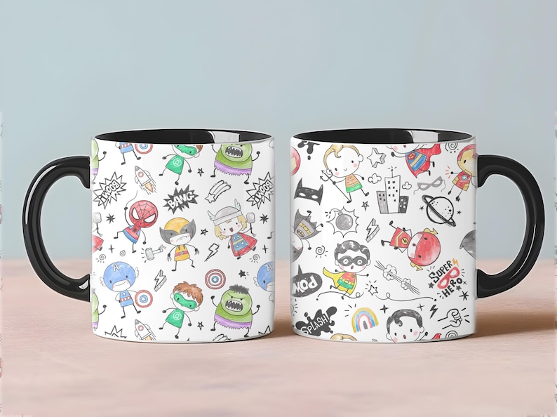 Cute Hero Hand Drawn ,doodle Clipart, Seamless Pattern, Instant ...