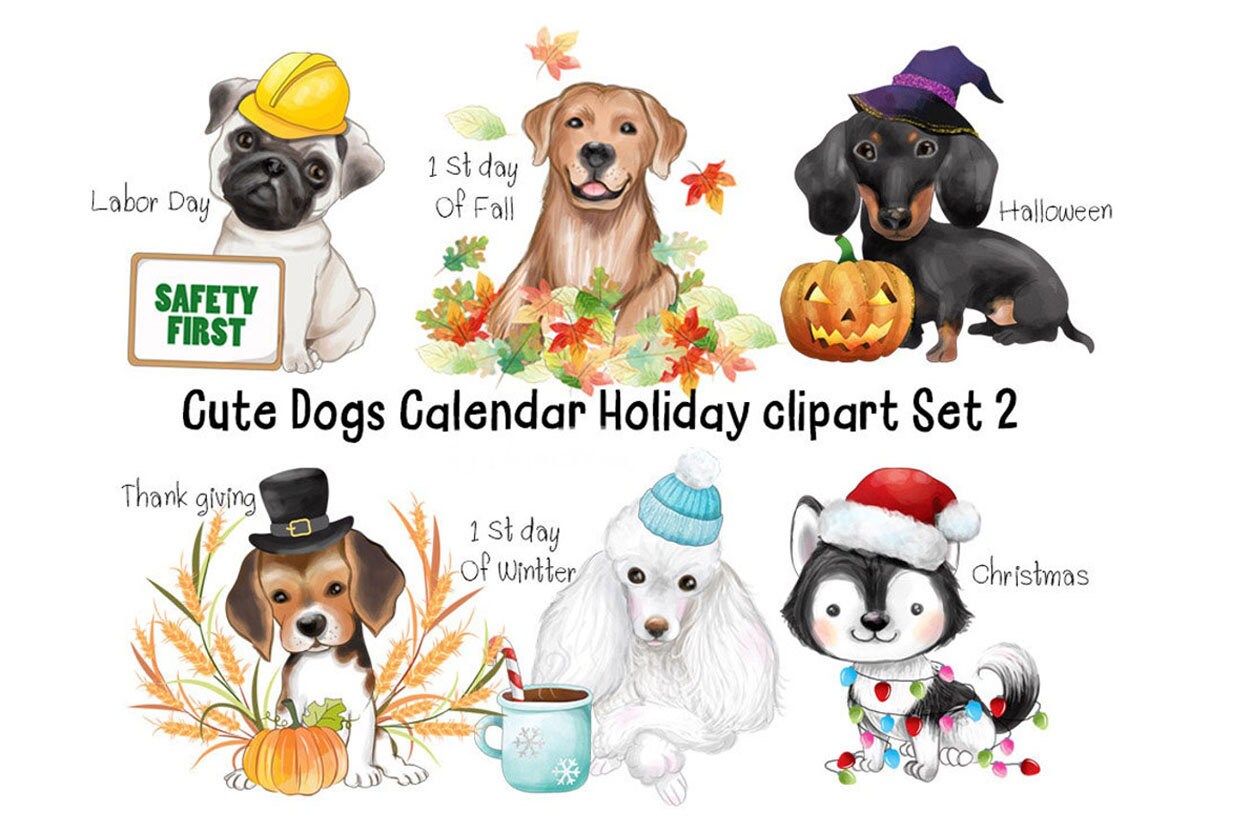 Cute Calendar Holidays Clipart Set 2, PNG Files. - Etsy