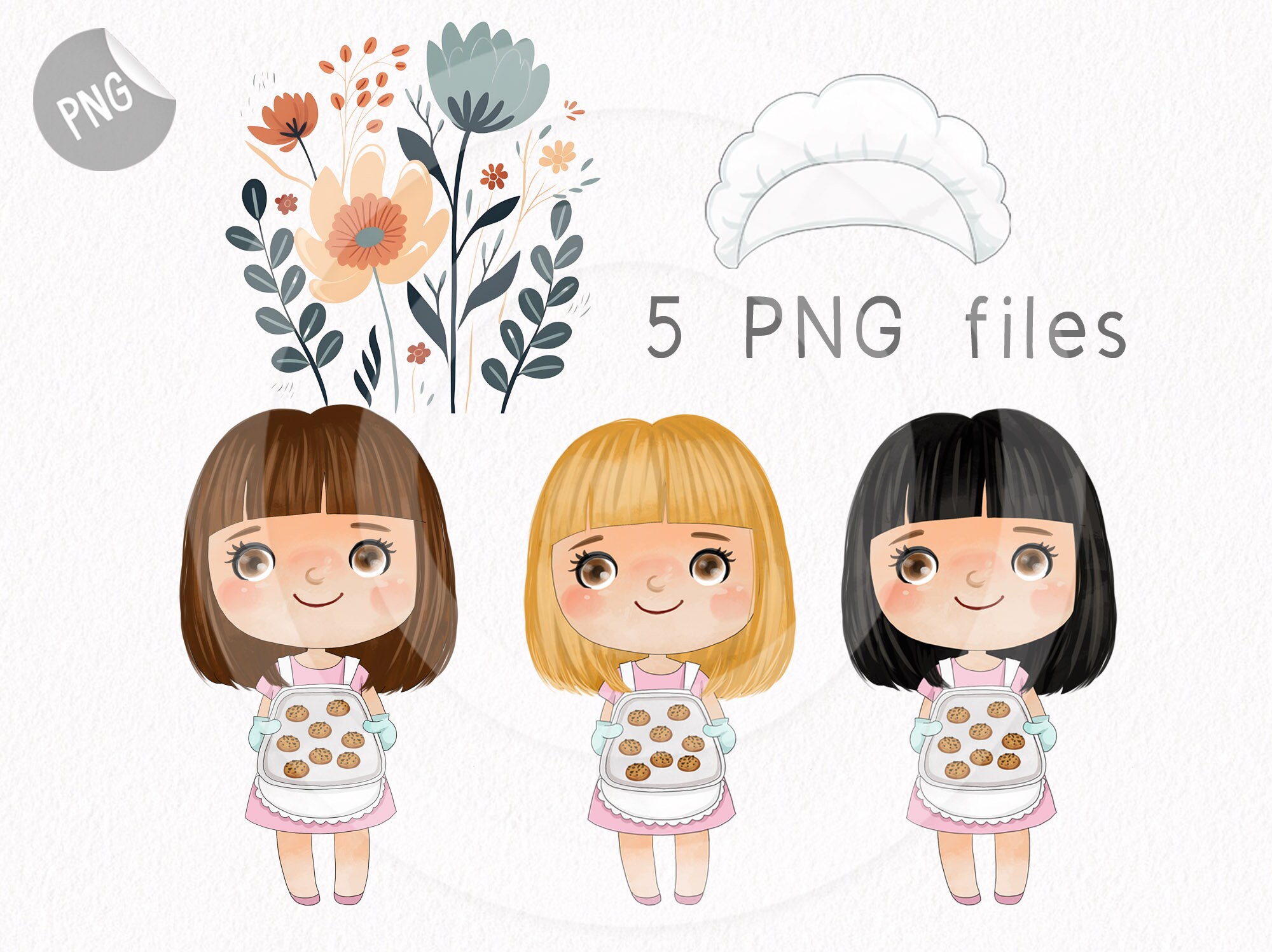 Baker Girls Clipart PNG Files 300 Dpi. - Etsy