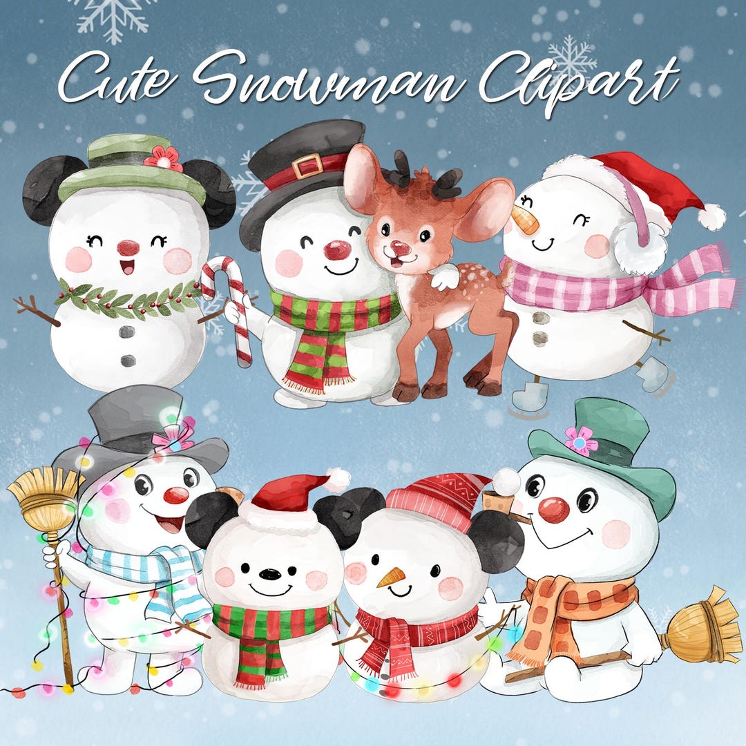 Cute Snowman Clipart , Christmas Clipart ,hand Draw Art, Instant ...