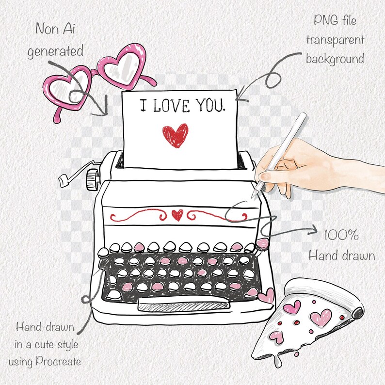 Hand Drawn Valentine Clipart, PNG (digital Download) - Etsy