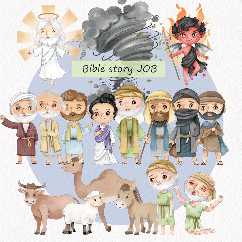 Imágenes prediseñadas del personaje bíblico Job, historias bíblicas en ...