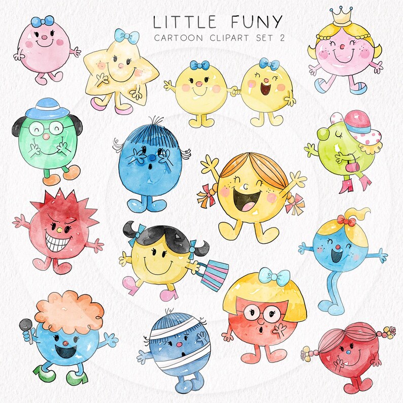 Cute Little Cartoon Clipart Set 2, Hand Draw Clipart, Instant Download ...