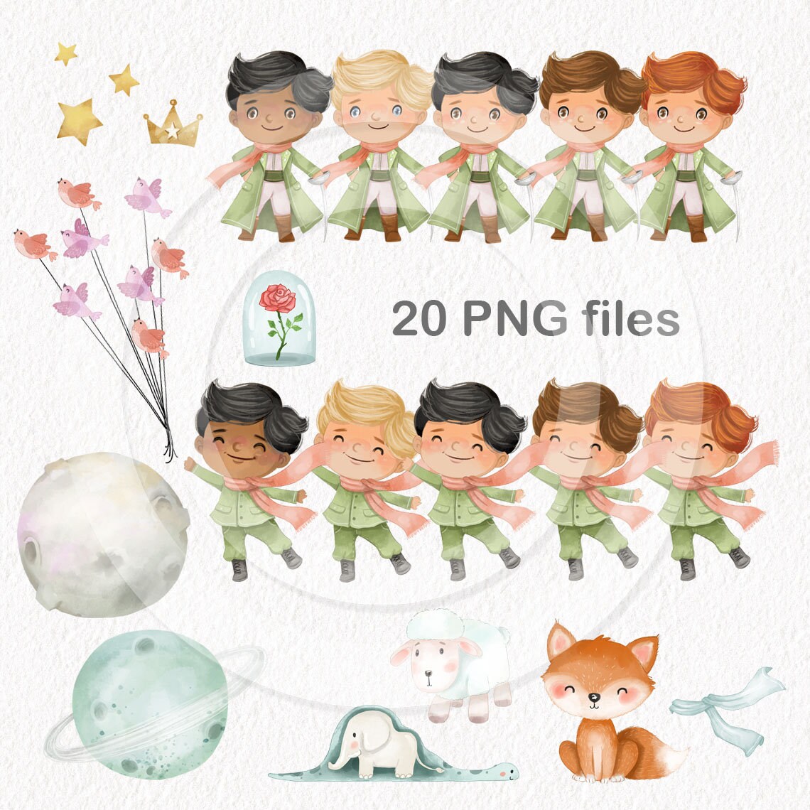 Cute Little Prince Clipart PNG Files 300 Dpi. - Etsy