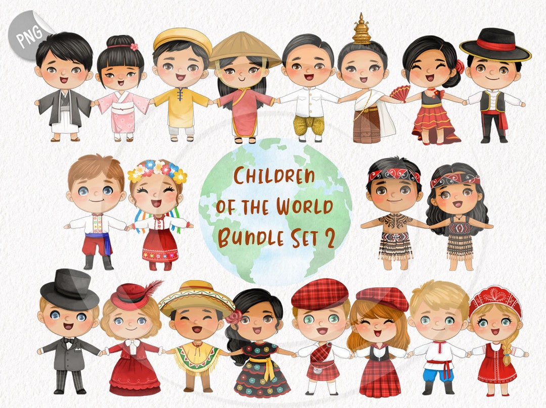 Children of the World Boy and Girls BUNDLE Clipart Set 2 PNG Files. - Etsy