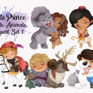 Cute Prince With Animals Clipart Set1 Instant Download PNG File - 300 ...