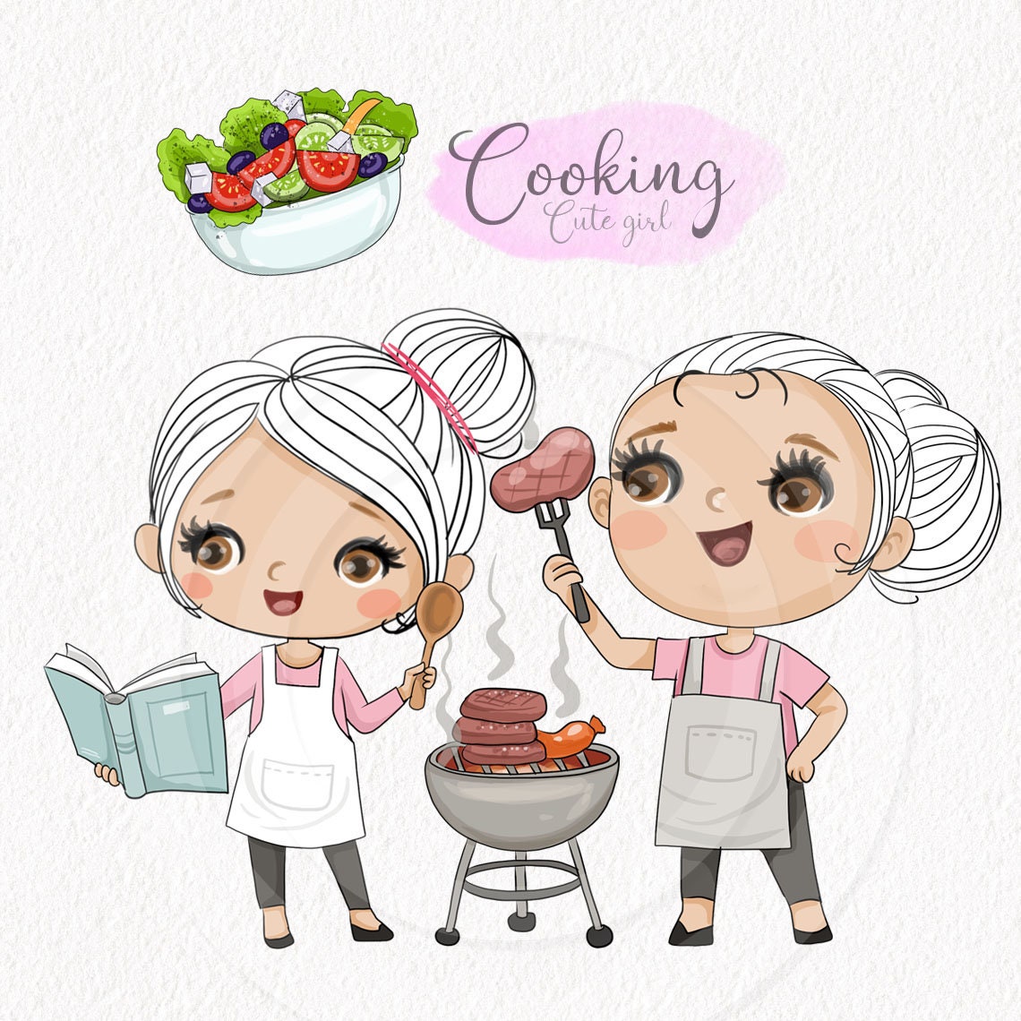 Cooking Girl Clipart ,PNG Files 300 Dpi. - Etsy