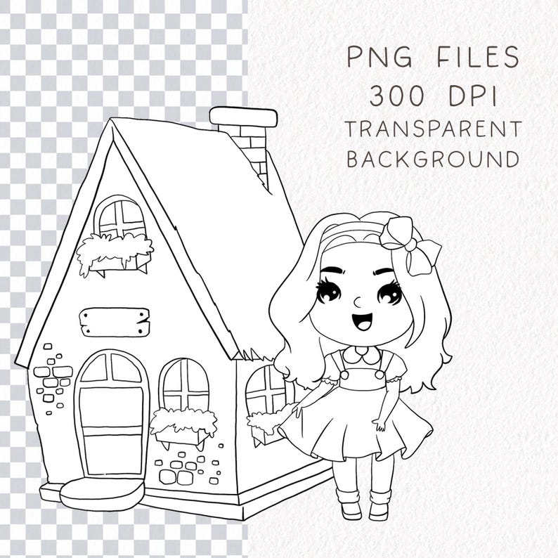 Goldilocks and the Three Bears Clipart, Blackline Art Instant Download ...