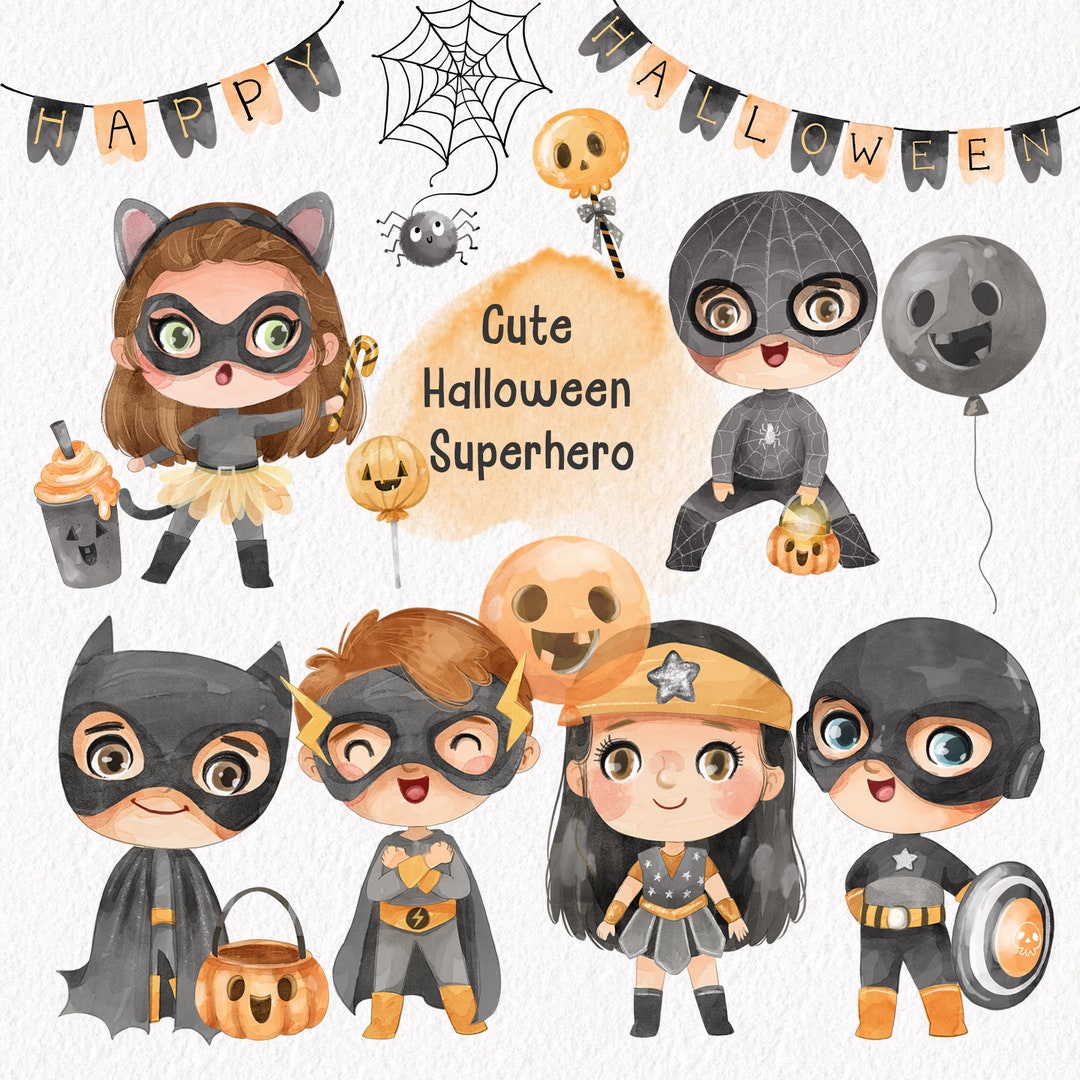 Halloween Superhero Kids Clipart: PNG Files (digital Download) - Etsy