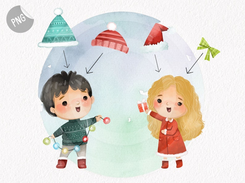 Christmas Kids Clipart Instant Download PNG File - 300 Dpi - Etsy