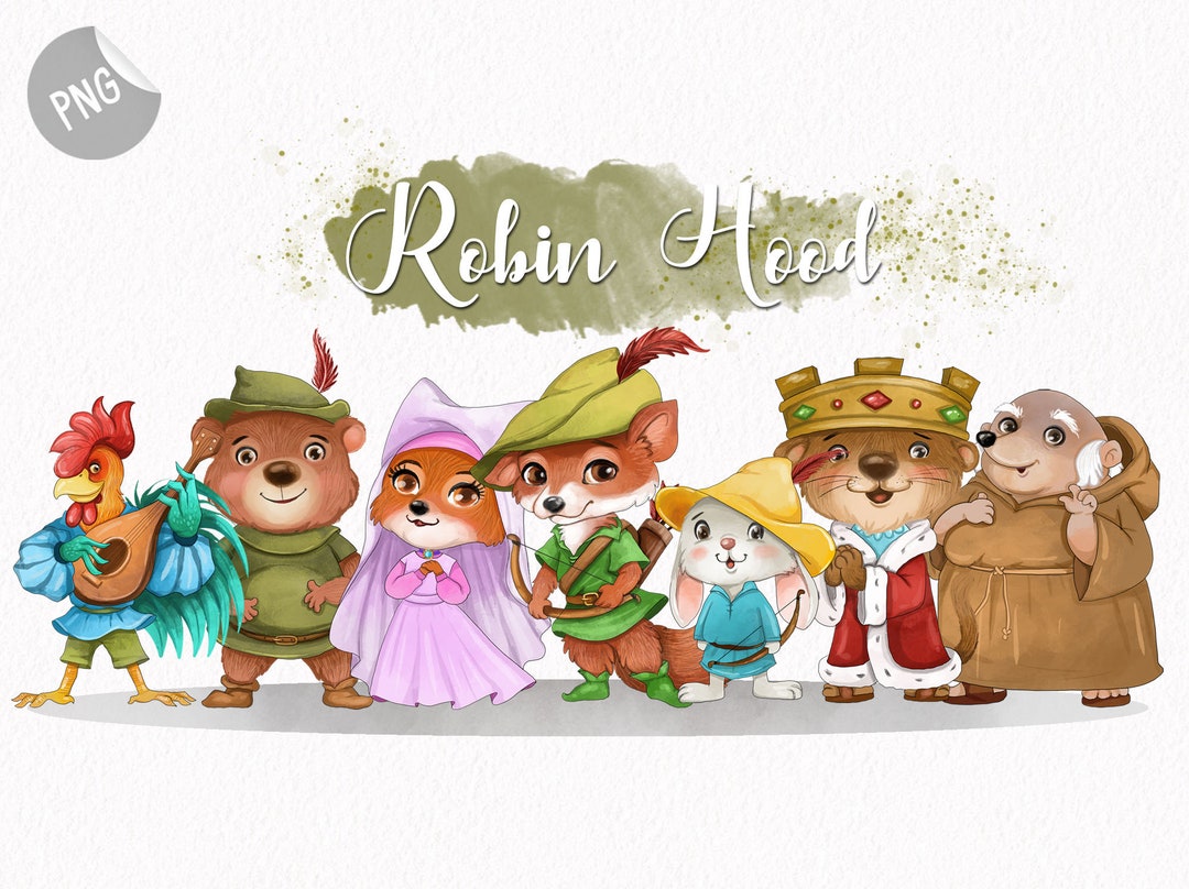 Cute Fox, Cute Robin Hood Clipart, Instant Download PNG File - 300 Dpi ...