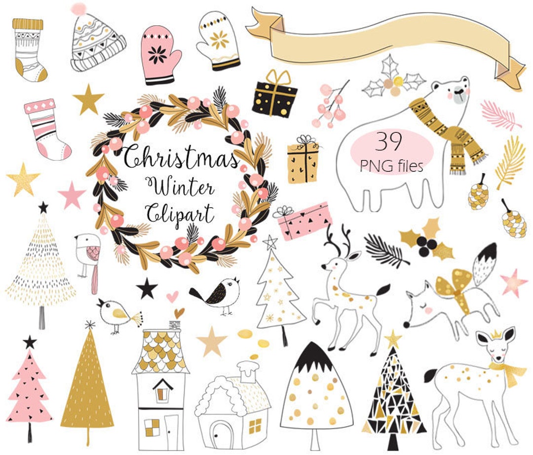 Christmas Winter Clipart , Instant Download PNG File - 300 Dpi - Etsy
