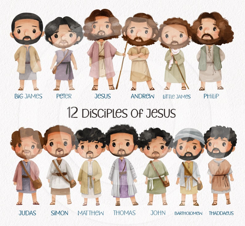 Jesus and 12 Disciples Clip Art ,religion, Bible Stories Clipart PNG ...