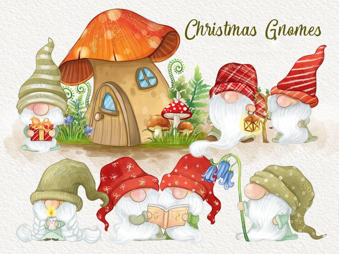 Christmas Gnomes Boy Clipart, Hand Drawn Clipart Instant Download PNG ...