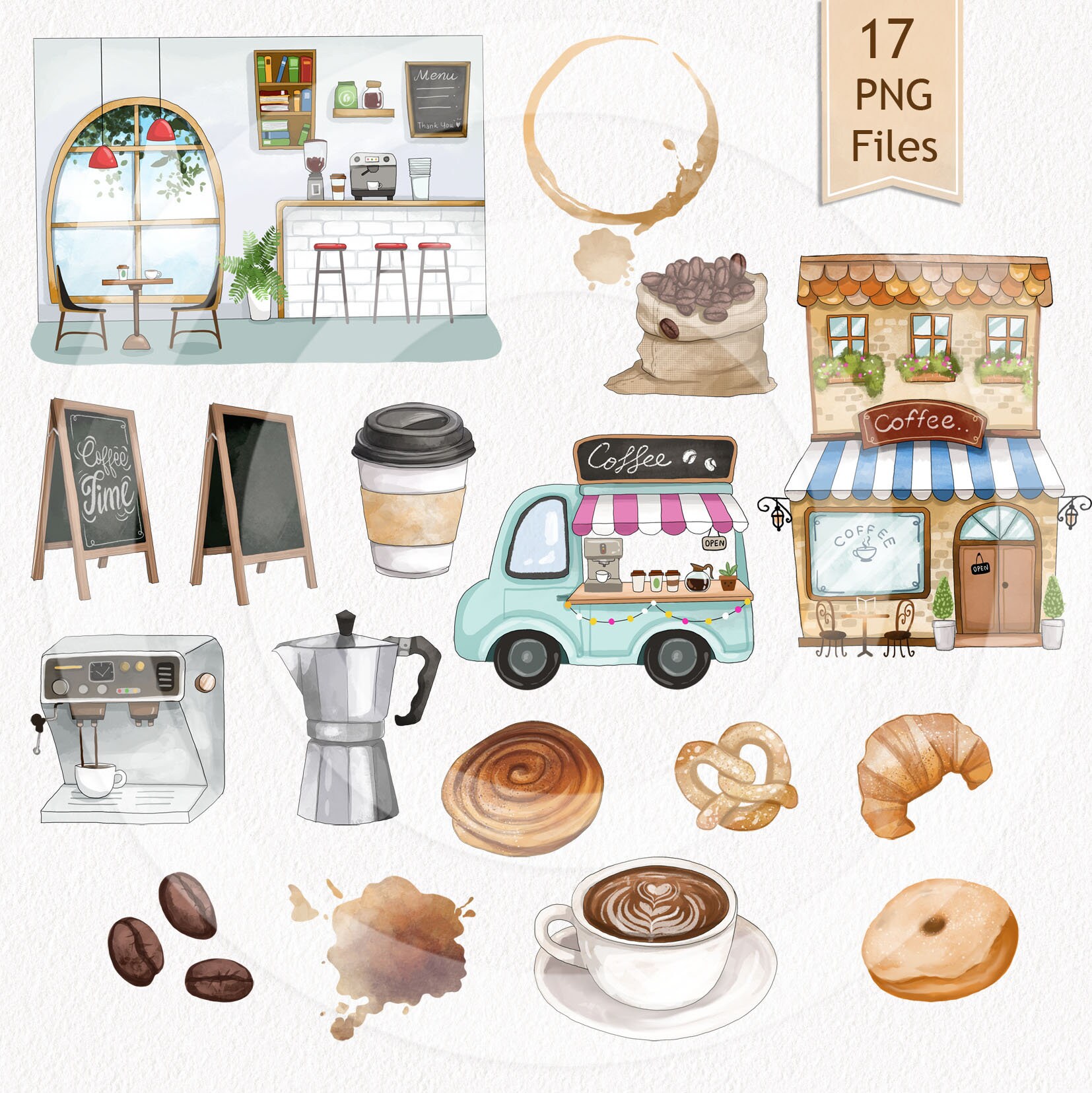 Coffee Shop, Cafe,coffee Clipart PNG File - Etsy