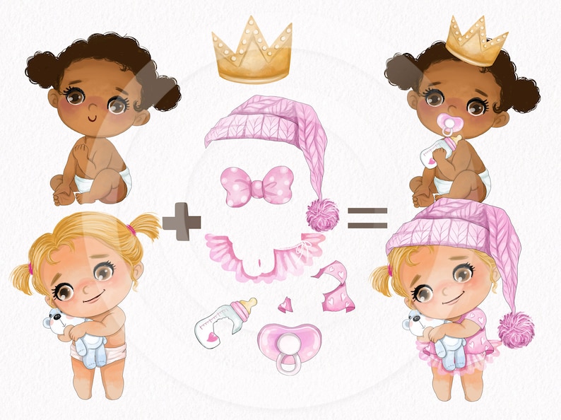 Cute Baby Girl Clipart PNG Files. - Etsy