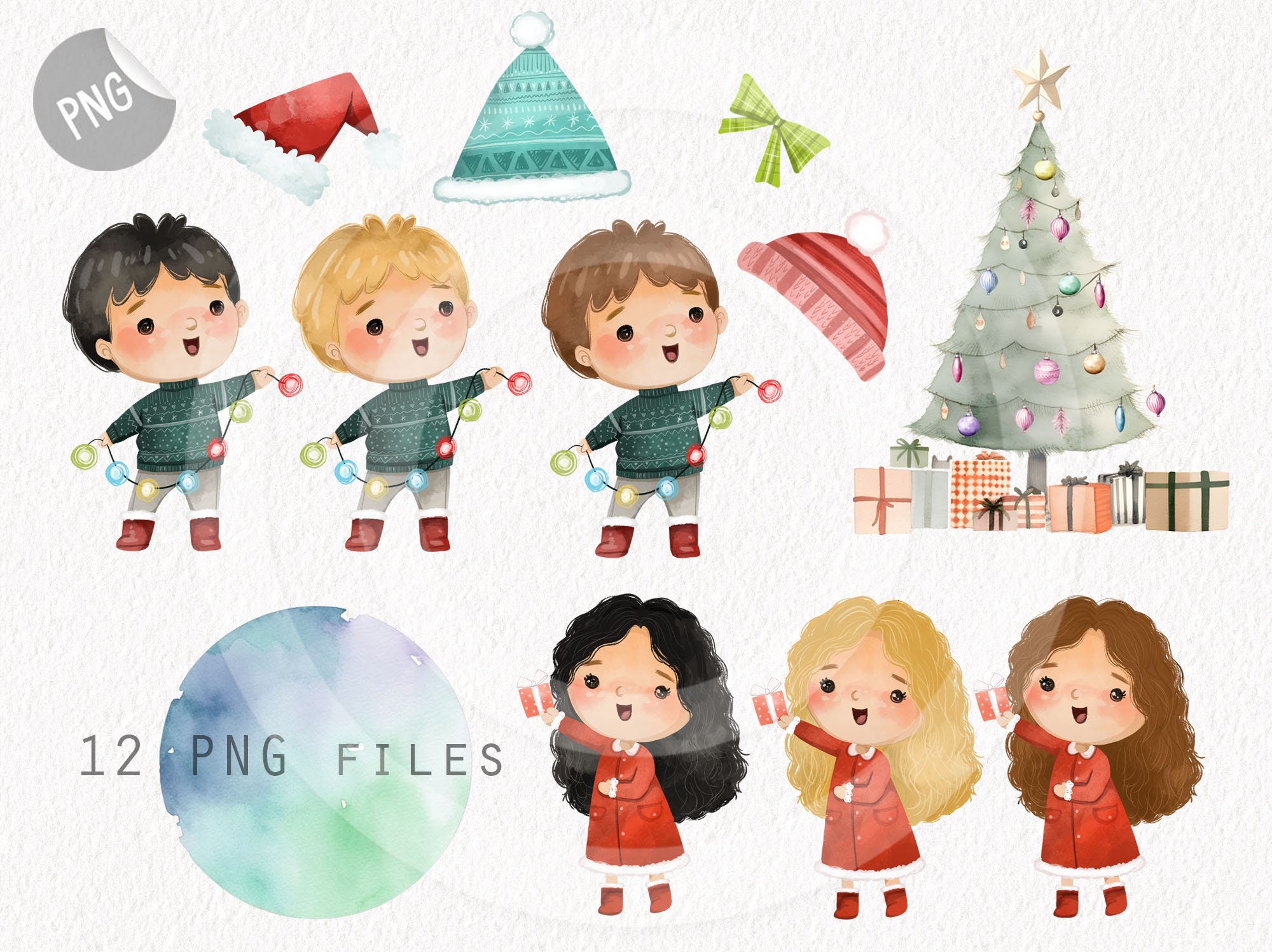 Christmas Kids Clipart Instant Download PNG File - 300 Dpi - Etsy