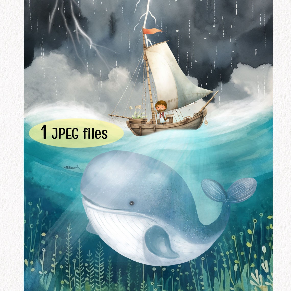 Jonah and the Whale Clipart PNG Files - Etsy