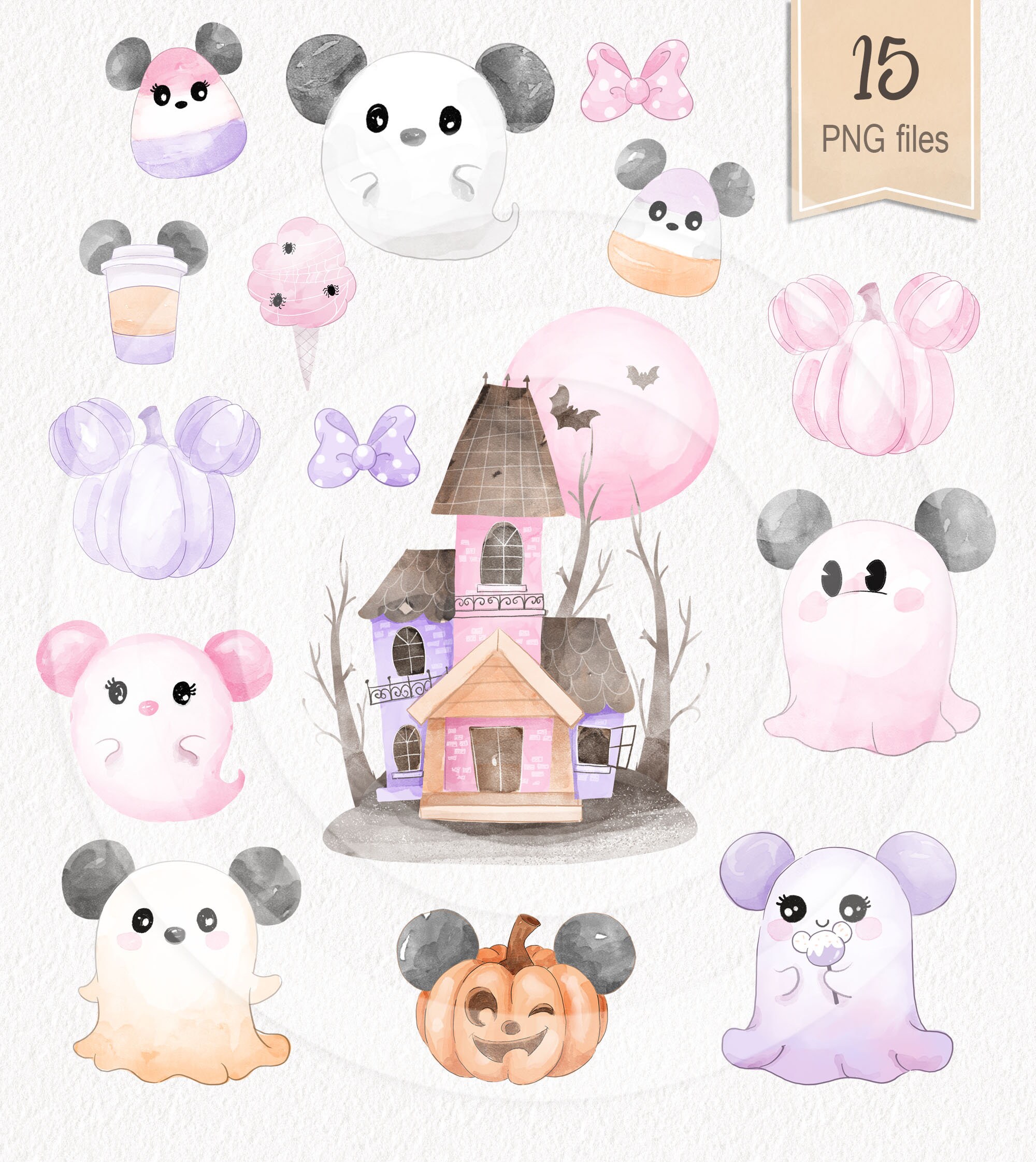 Cute Pastel Ghost Clipart, Halloween Pastel Clipart PNG Files 300 Dpi ...