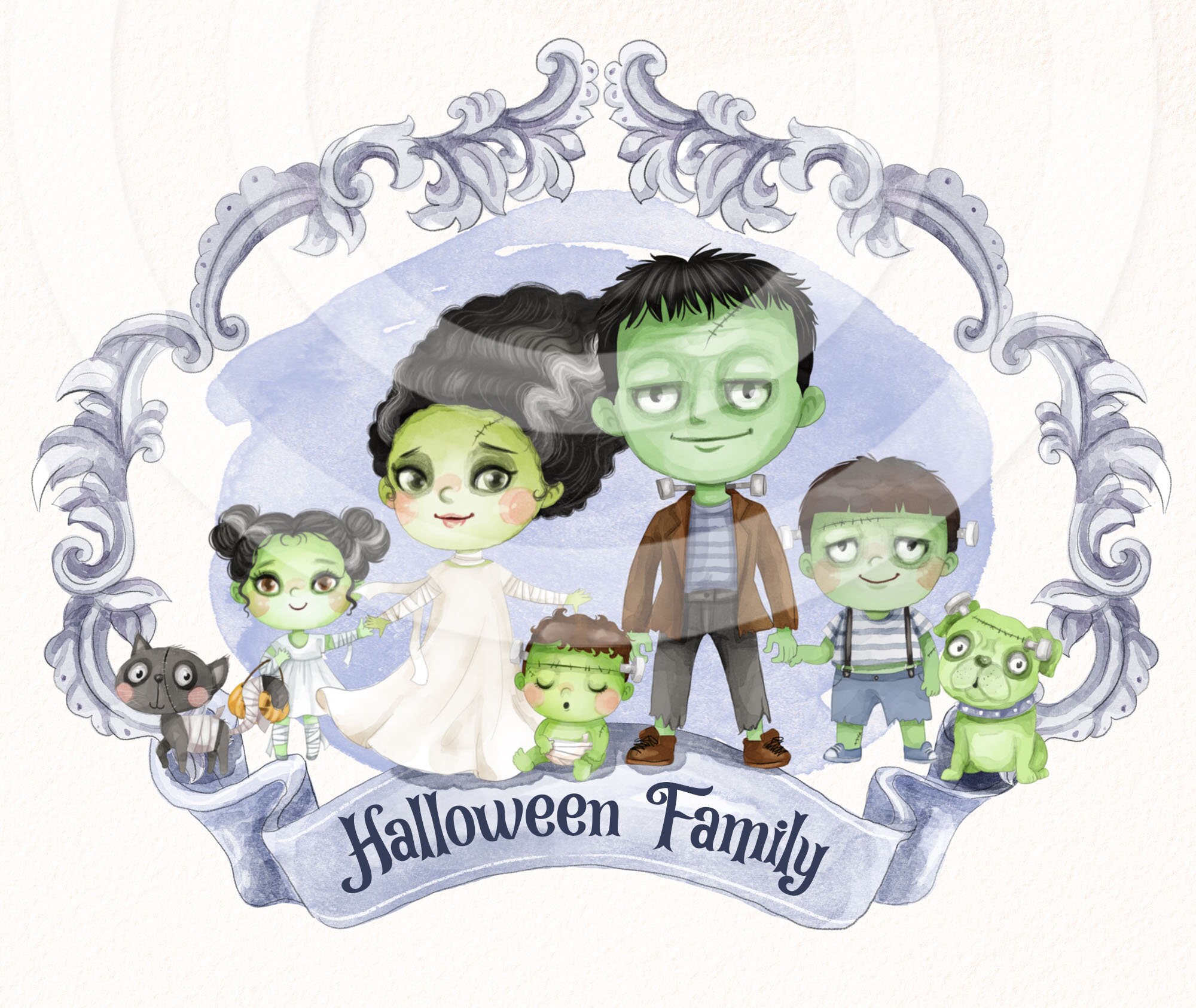 Halloween Family Clipart ,PNG Files Instant Download PNG File - 300 Dpi ...