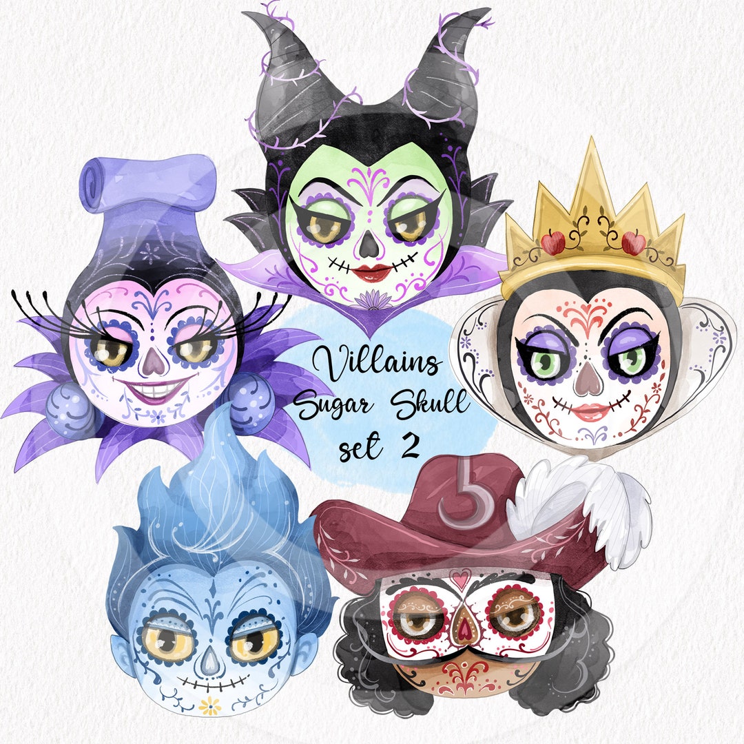 Villains Sugar Skull Clipart Set 2 ,instant Download PNG File - 300 Dpi ...