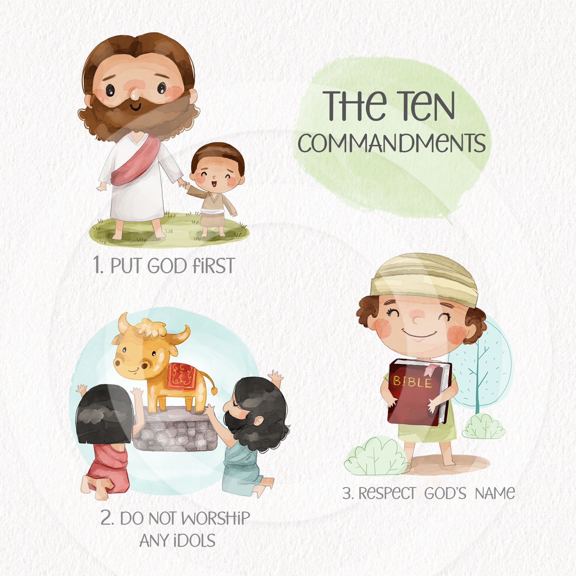 Ten Commandments Clip Art- Bible Based - Bible Characters Clipart PNG ...