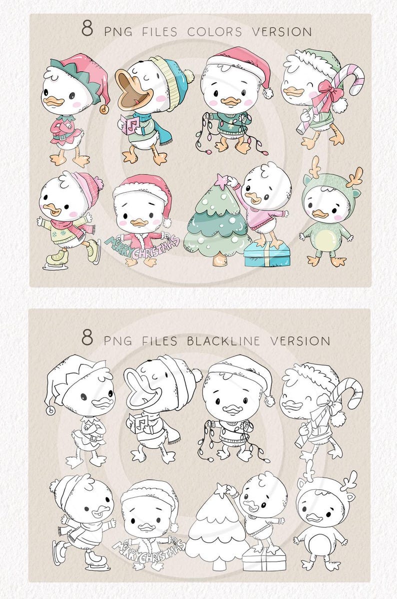 Christmas Little Duck Clipart ,PNG File - 300 Dpi - Etsy