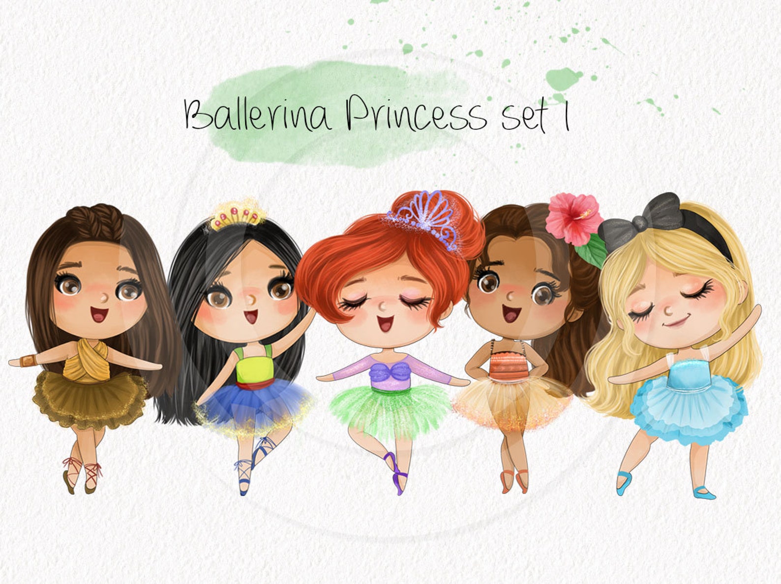 Cute Ballerina Girls Clipart Set 1 PNG Files 300 Dpi. - Etsy