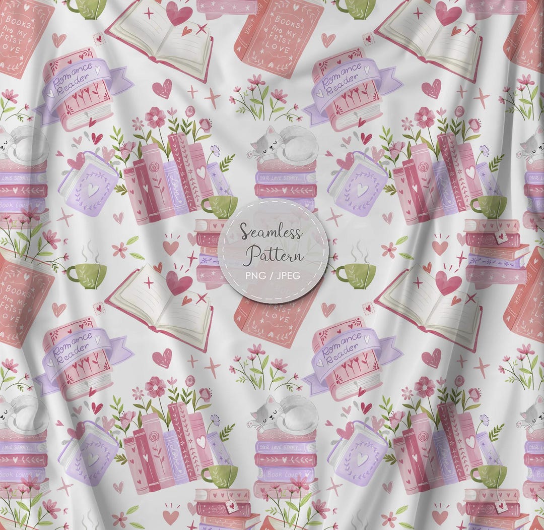 Bookish Seamless Pattern, Instant Download PNG File - 300 Dpi - Etsy