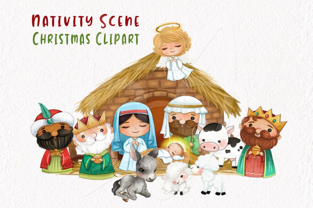 Nativity Scene Clipart: Christmas Story PNG (digital Download) - Etsy