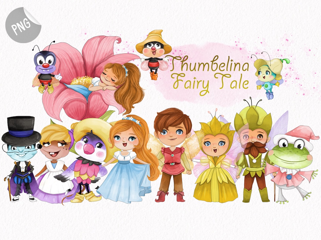 Cute Thumbelina Fairy Tale Clipart Instant Download PNG File - 300 Dpi ...