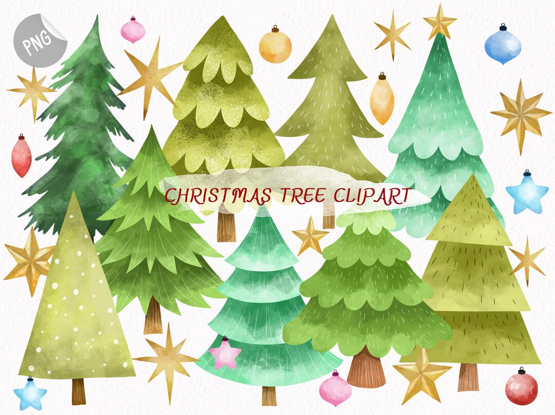 Christmas Trees Clipart , Instant Download PNG File - 300 Dpi - Etsy