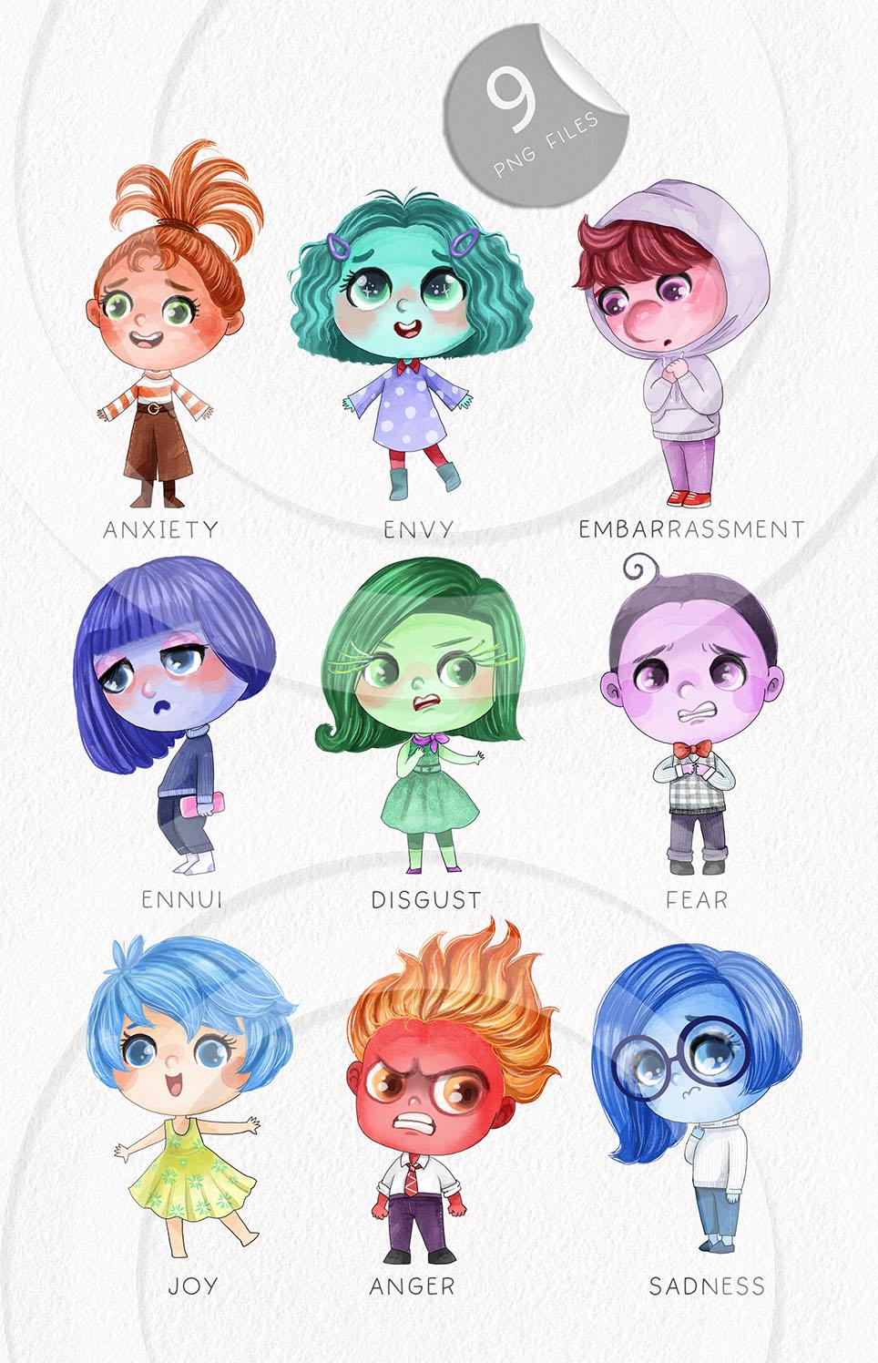 Emotions From Inside Out Inspiration Clipart, Hand Drawn Clipart, PNG ...