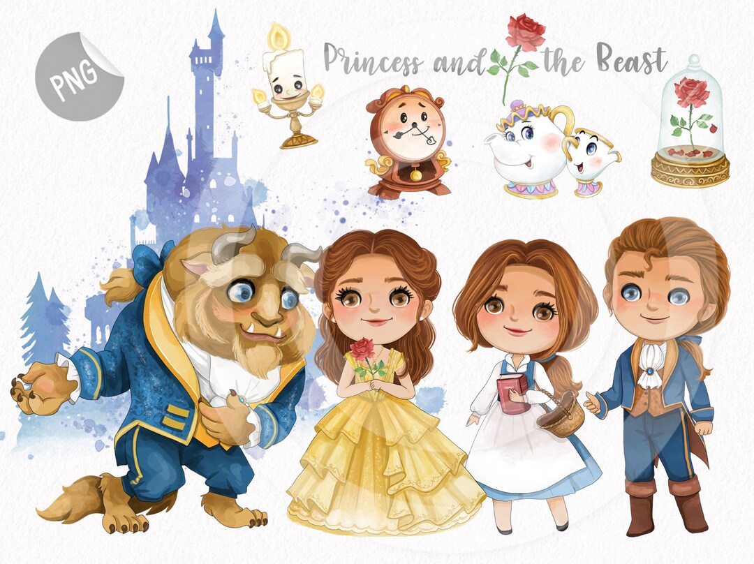 Princess and the Beast Clipart Instant Download PNG File - 300 Dpi - Etsy
