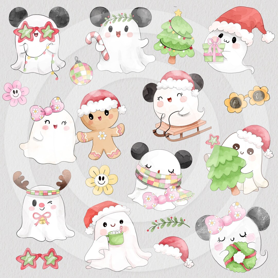 Christmas Ghost Clipart: Hand-drawn PNG Files (digital Download) - Etsy