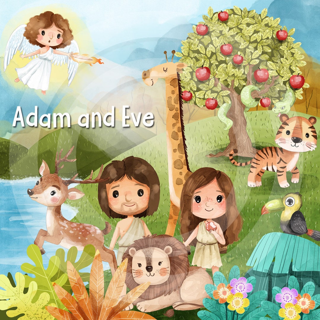 Adam and Eve Clip Art, Religion, Bible Stories Clipart PNG Files - Etsy