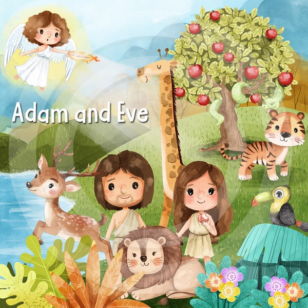 Adam and Eve Clipart - Etsy