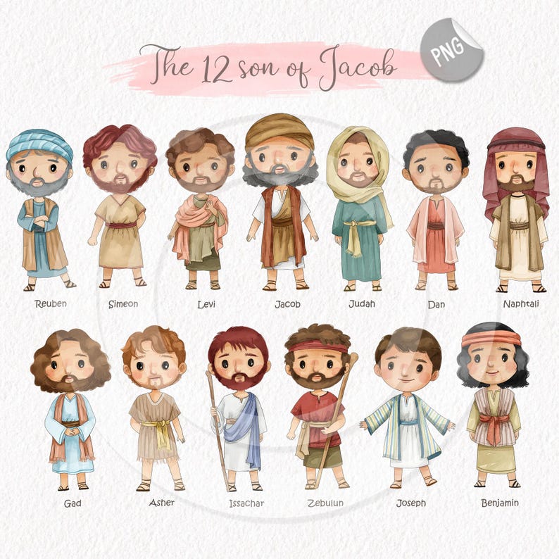 12 Sons of Jacob Clipart ,bible Stories Clipart PNG Files - Etsy