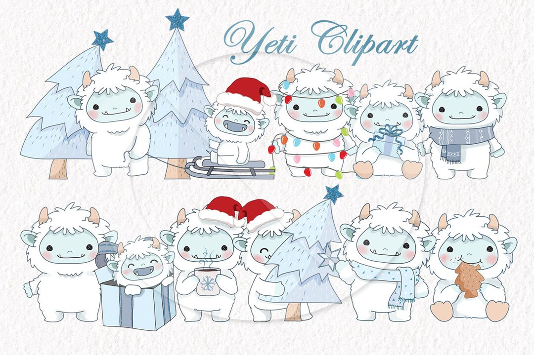 Yetis Christmas Clipart Instant Download PNG File 300 Dpi - Etsy
