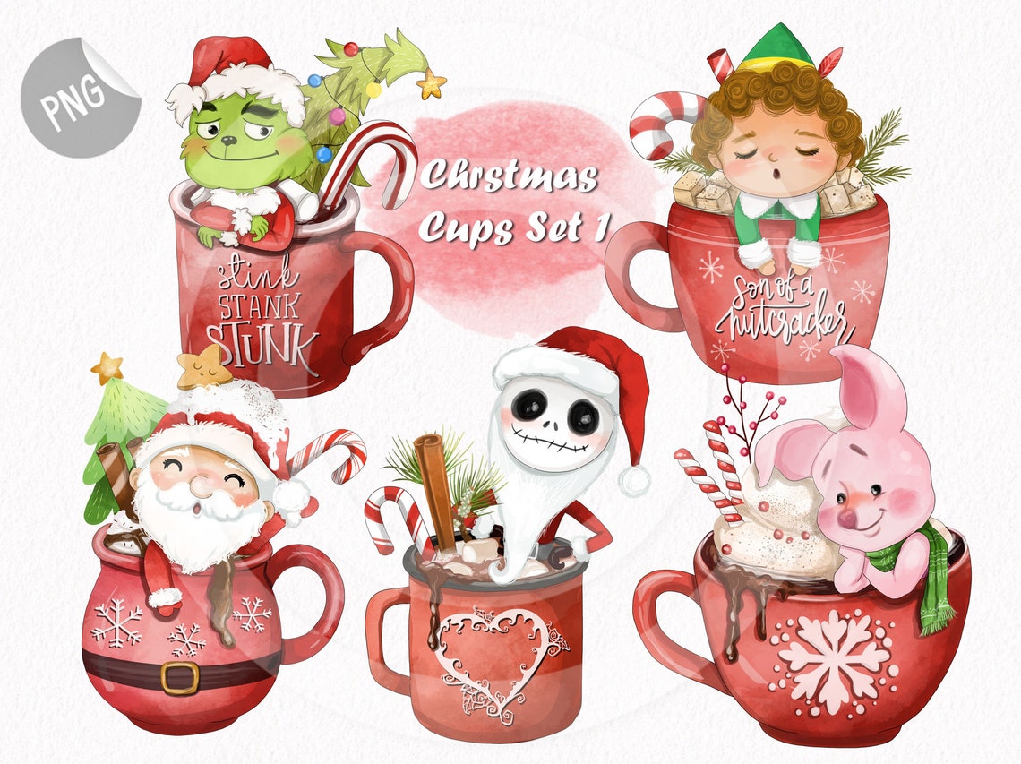 Christmas Mug Clipart Set 1 , Instant Download PNG File 300 Dpi - Etsy