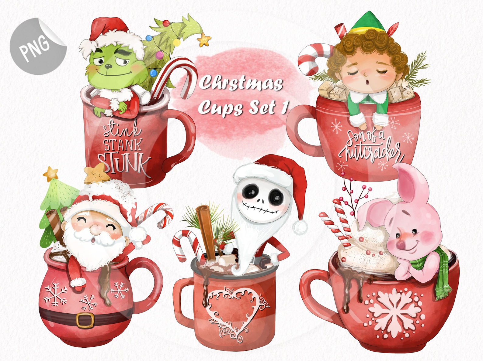 Christmas Mug Clipart Set 1 , Instant Download PNG File - 300 Dpi - Etsy