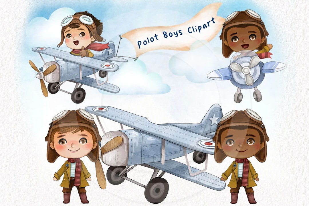 Pilot Boys Clipart PNG Files. - Etsy