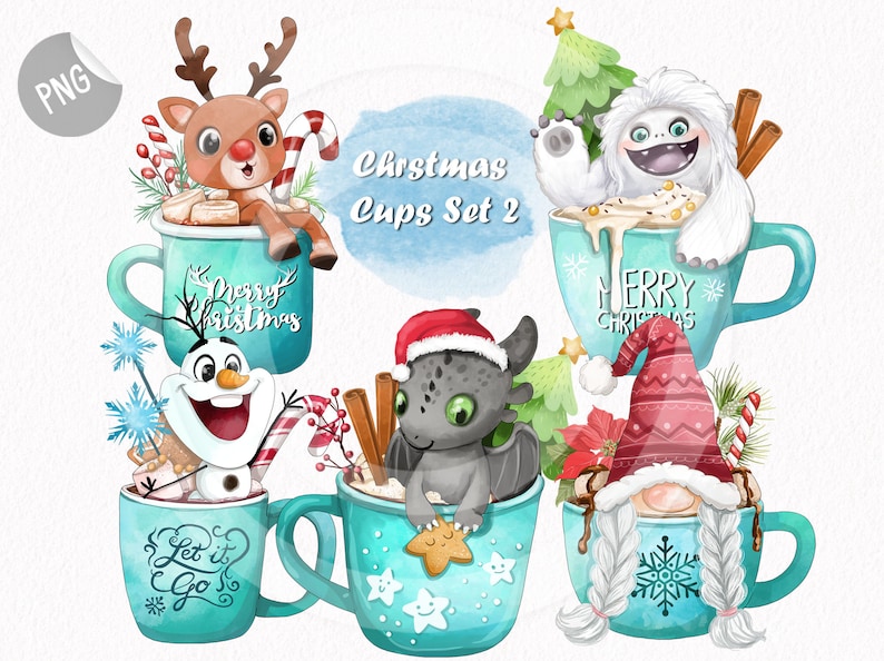 Christmas Mug Clipart Set 2 , Instant Download PNG File - 300 Dpi - Etsy