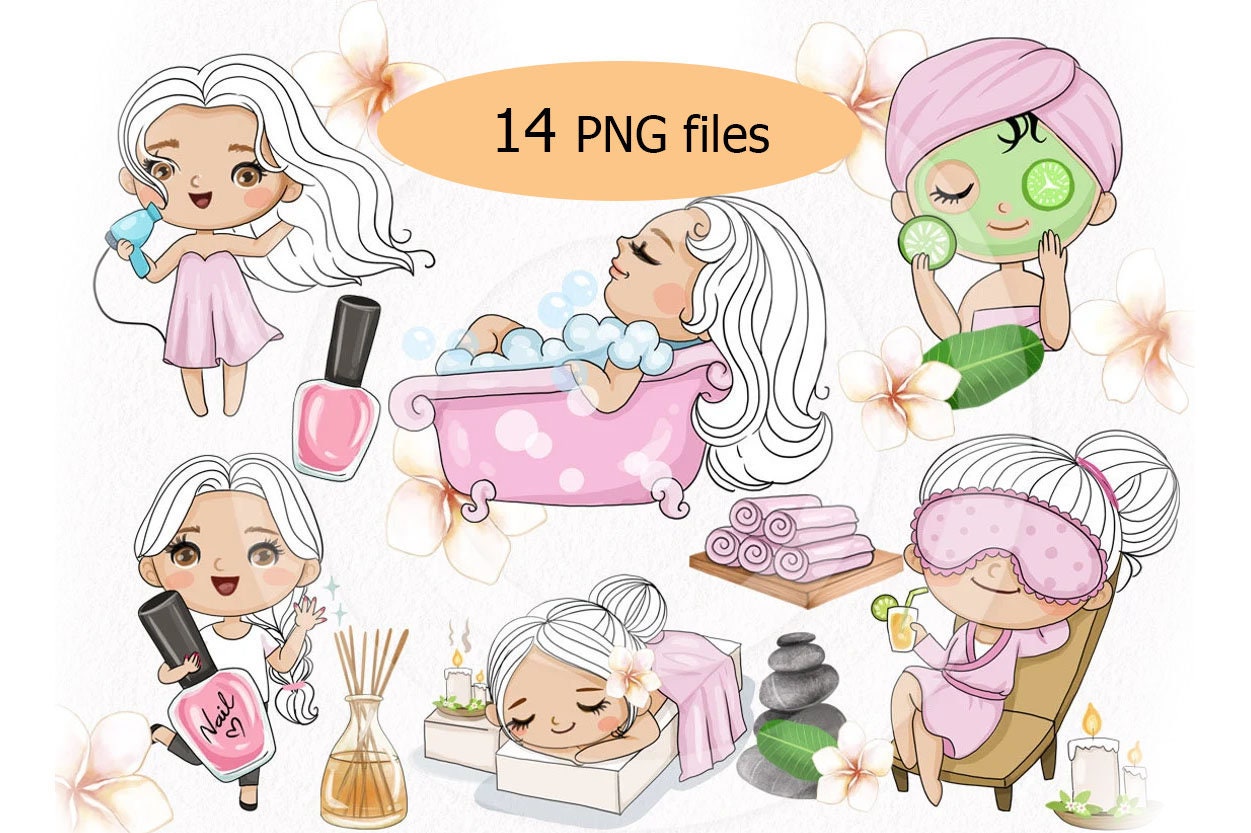 Spa Girl Clipart ,PNG Files 300 Dpi. - Etsy