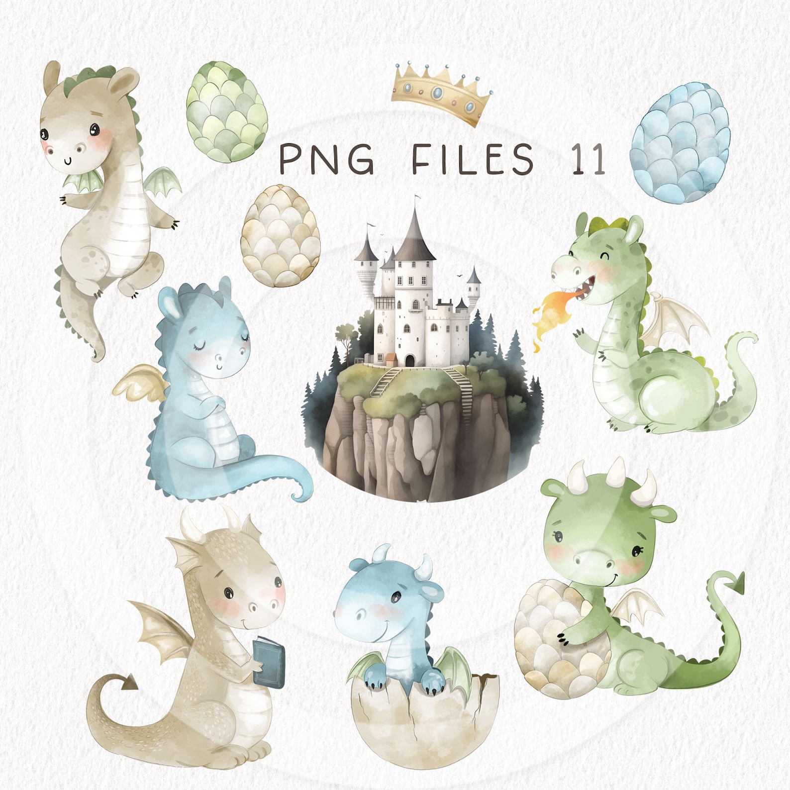 Cute Dragons Clipart PNG Files. - Etsy